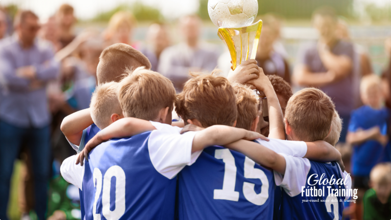 Competitive soccer players practice drills - video